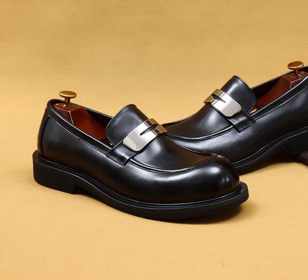 Mens Leather Large Toe Box Shoes Slip On Penny Loafers – SGAN